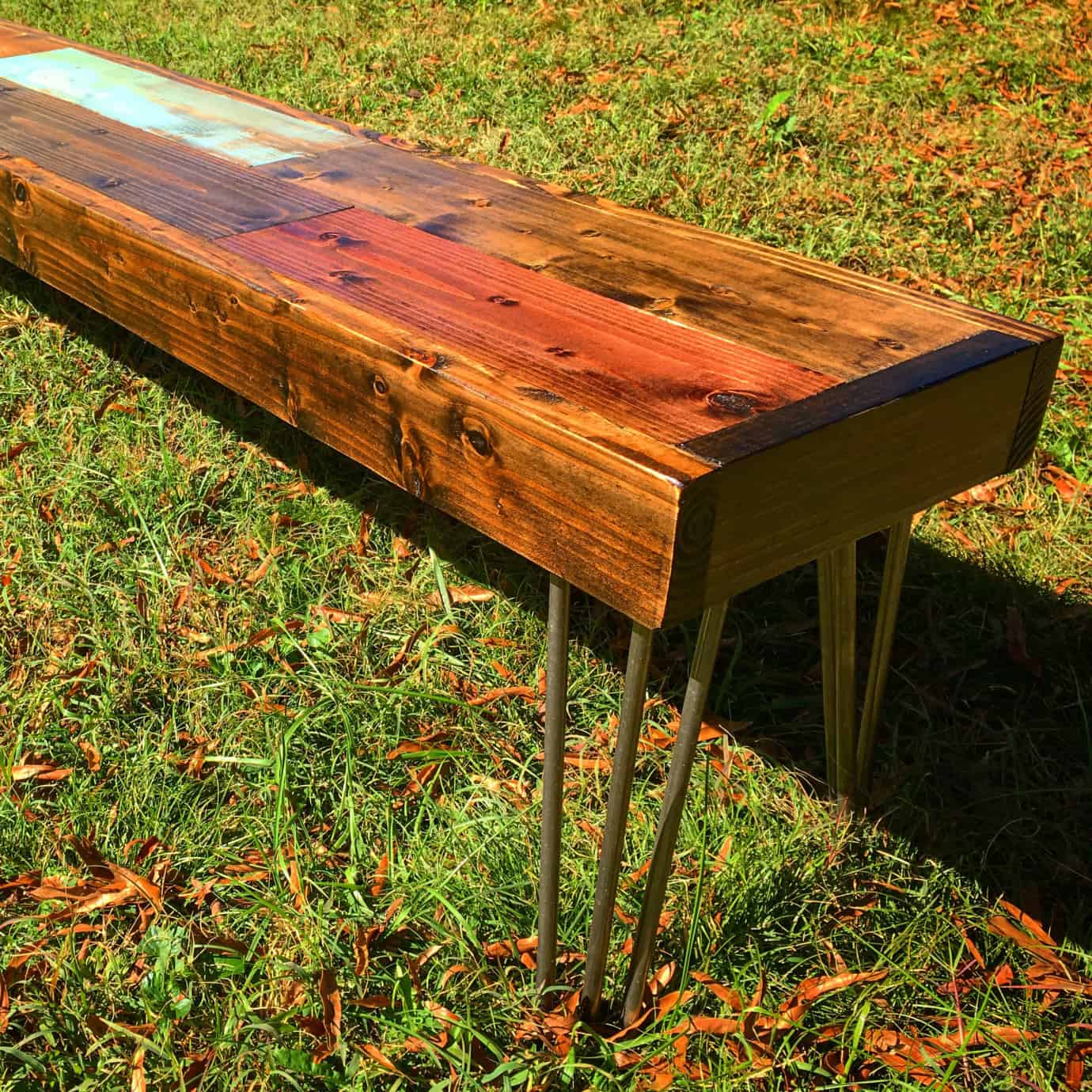 Patchwork Plank Bench Tutorial - Lazy Guy DIY