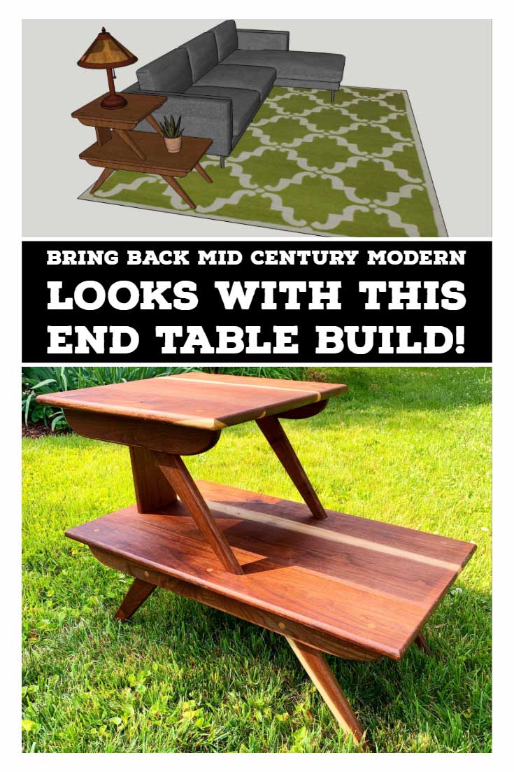 Mid Century Modern Walnut End Table - Lazy Guy DIY