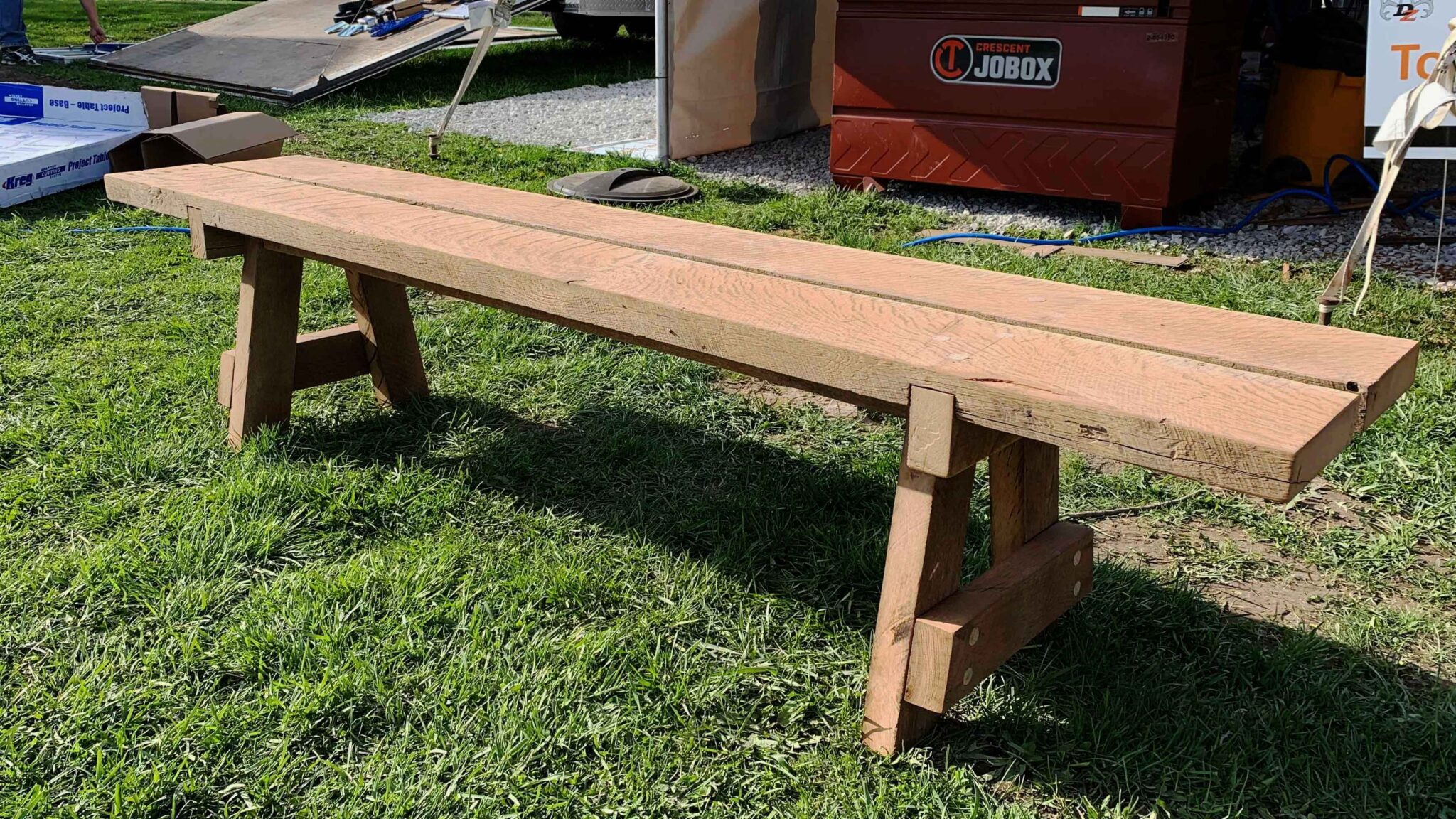 Rustic Barn Wood Bench - Lazy Guy DIY